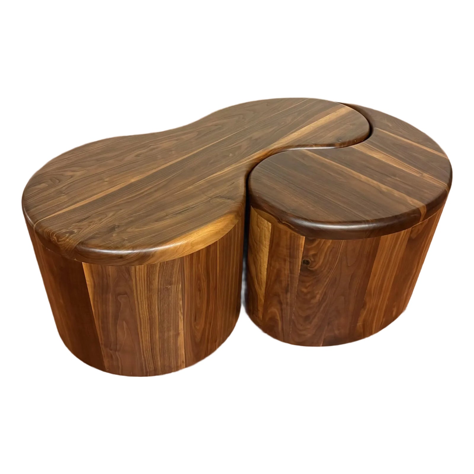 Sculptural Yin Yang Coffee Table Set in Solid Wood | Chairish