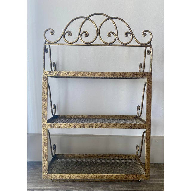Mid 20th Century Mid Century Gold Scroll Etagere Wall Shelf | Chairish