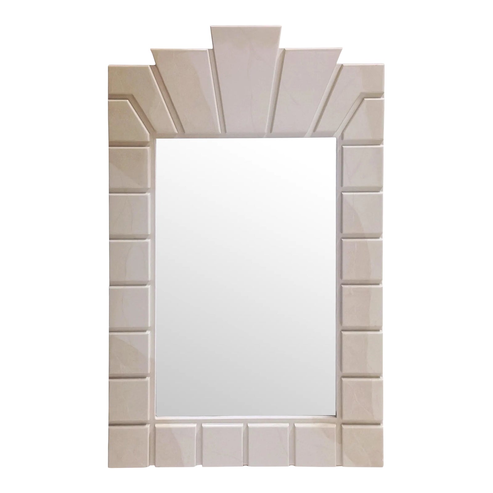 1970s Architectural Goatskin Lacquer Mirror, Style of Karl Springer ...