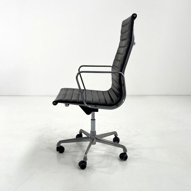 Black Leather Eames EA119 Desk Chair by Charles and Ray Eames for ICF ...