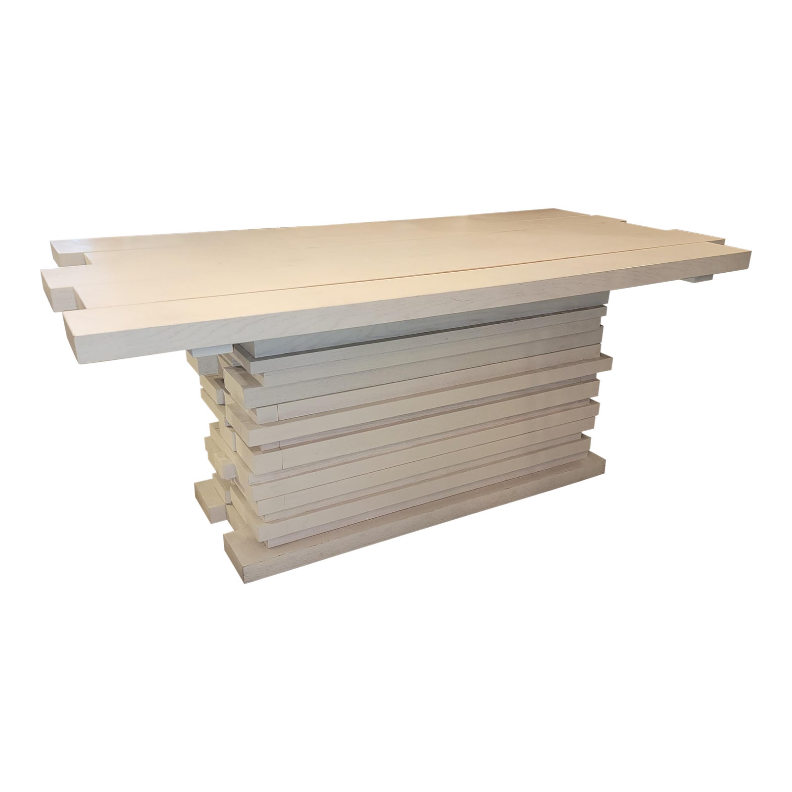 1990s Contemporary Block Wood Table | Chairish