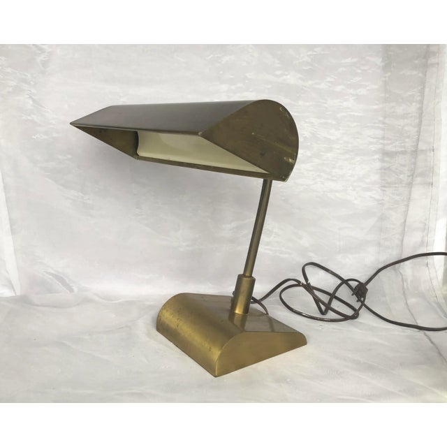 Art Deco Brass Banker Lamp | Chairish