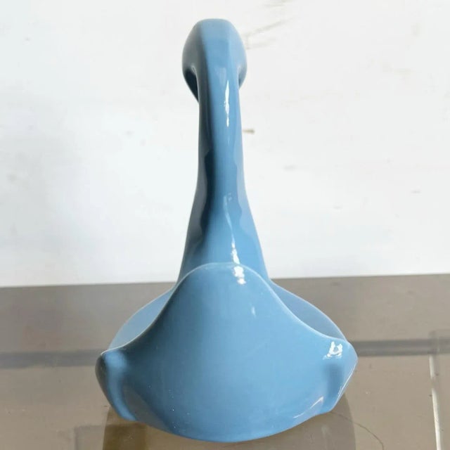 Postmodern Blue Ceramic Swan Dish | Chairish