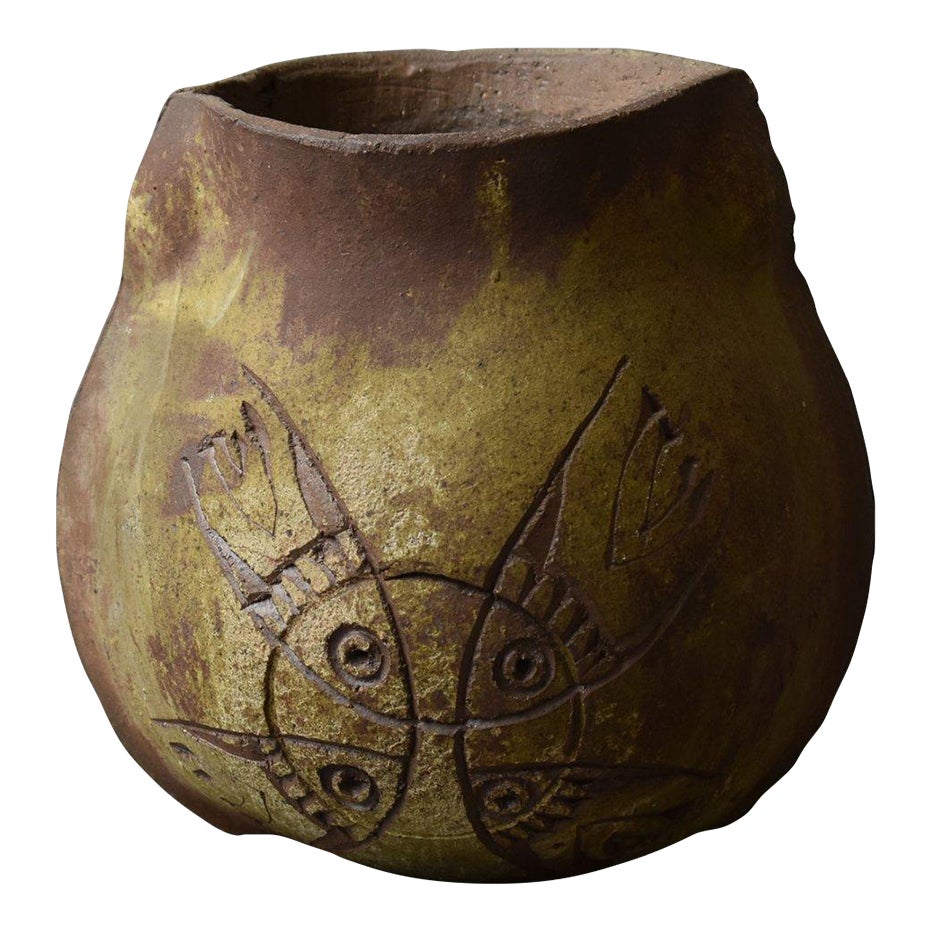 Vintage Paolo Soleri Carved Pottery Vessel With Radial Motif, Circa ...