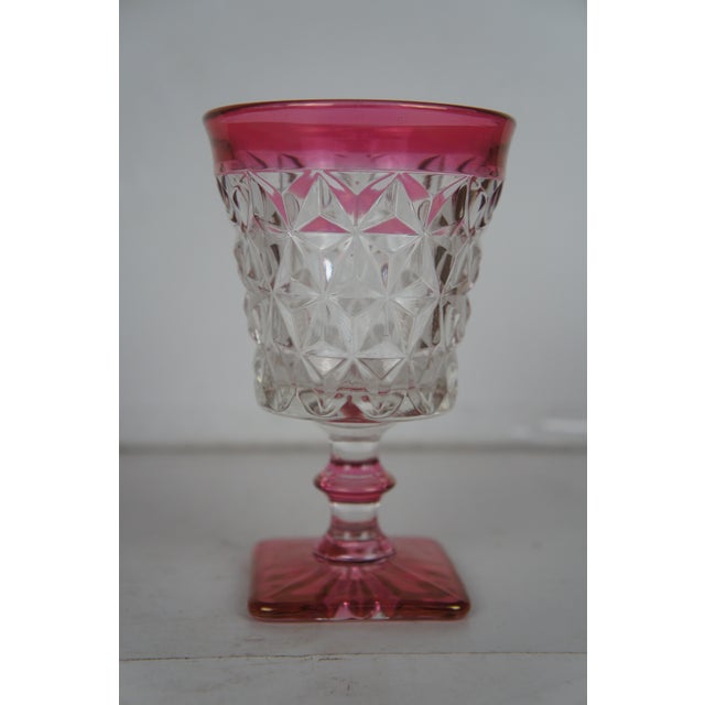 Vintage Ruby Cranberry Flash Indiana Pressed Square Diamond Point Glass ...