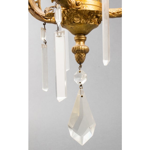 French Rococo Style Gilt Brass & Crystal Pendant | Chairish