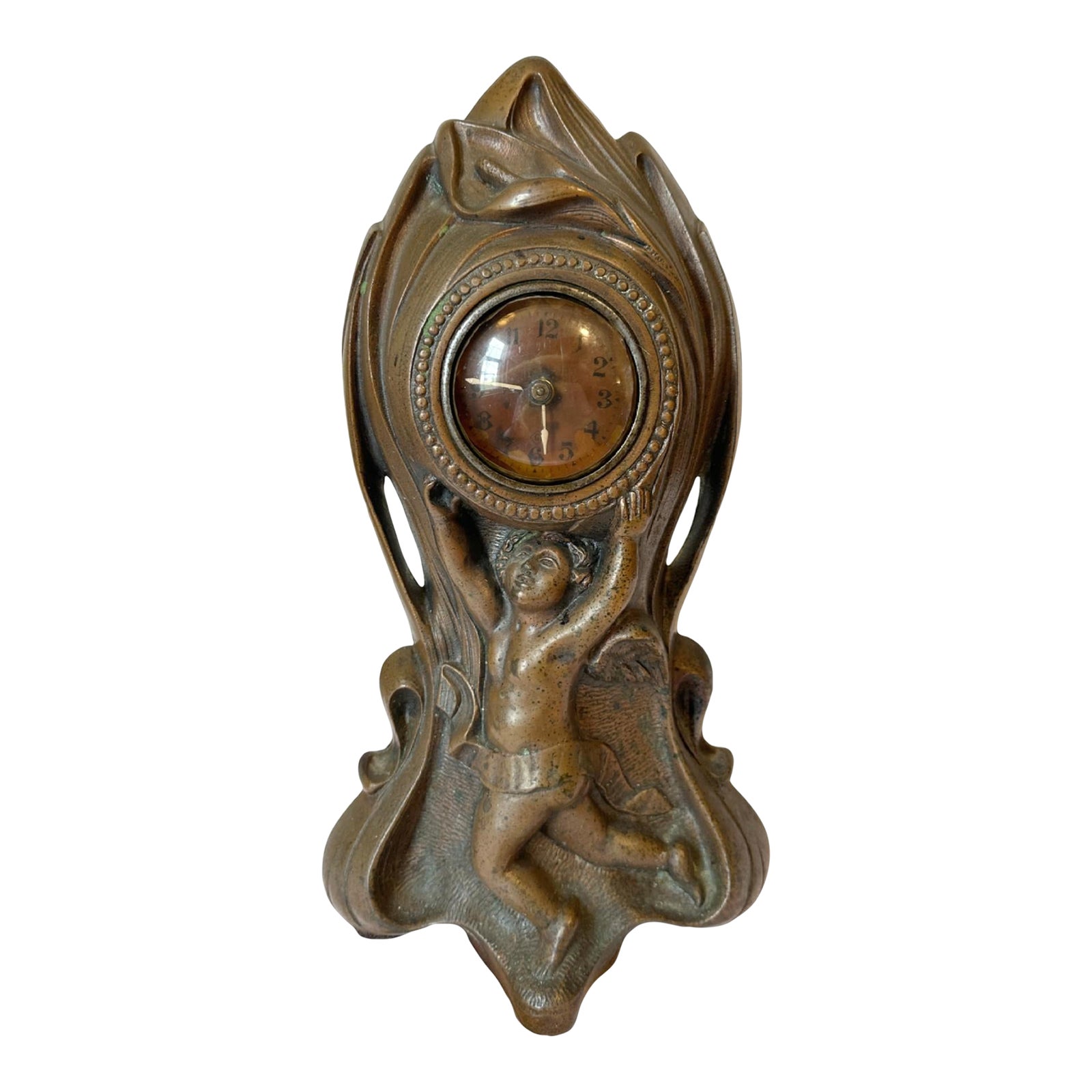 Early 1900s Antique Art Nouveau Patinated Copper Calla Lily & Putti ...