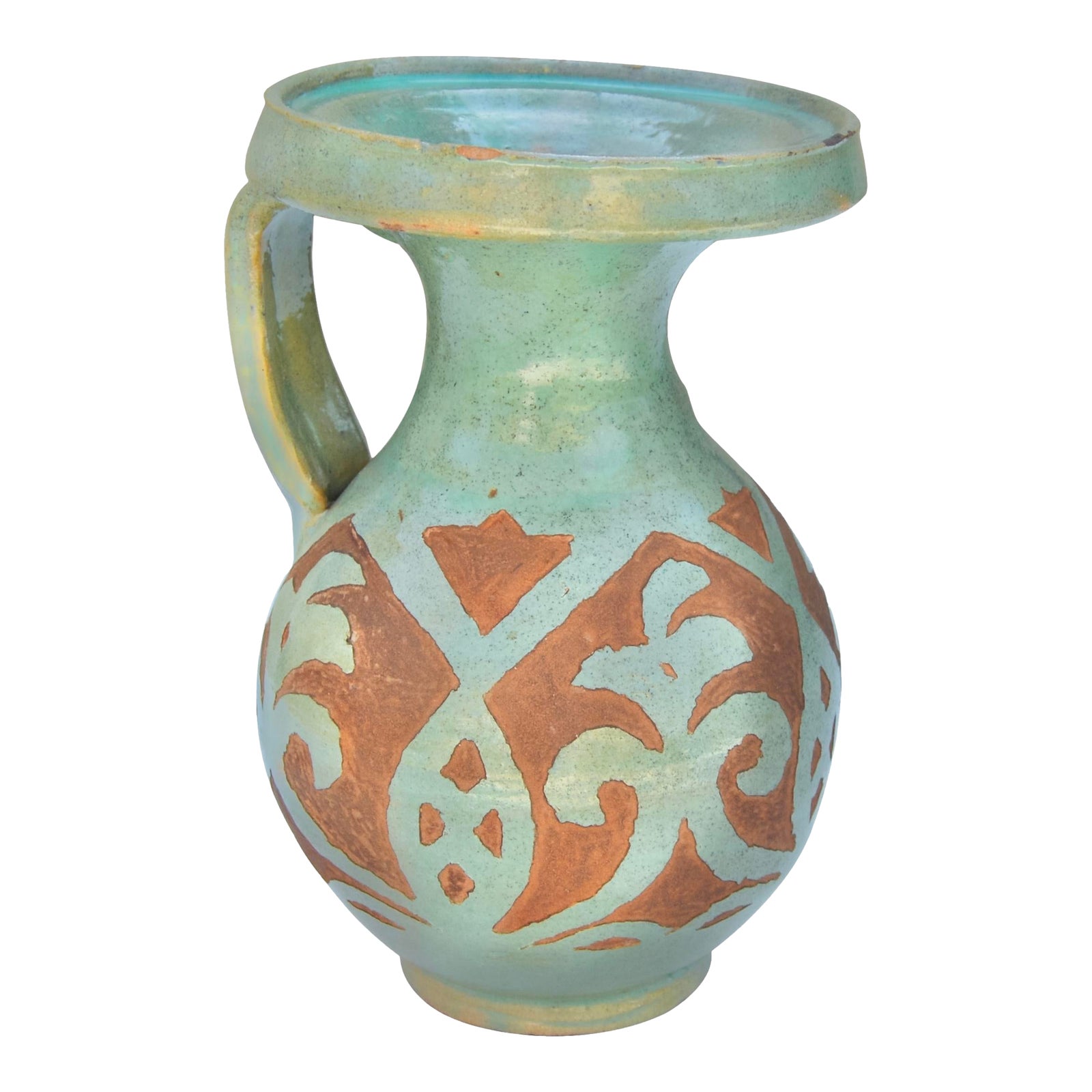 Early 20th Century Handmade Moroccan Chiseled Ceramic Vase | Chairish