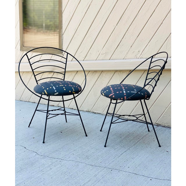 1970s Wrought Black Iron Atomic Hoop Chairs – a Pair | Chairish