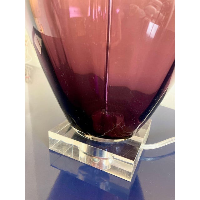 Midcentury Blenko Style Amethyst Purple Glass Table Desk Lamp | Chairish