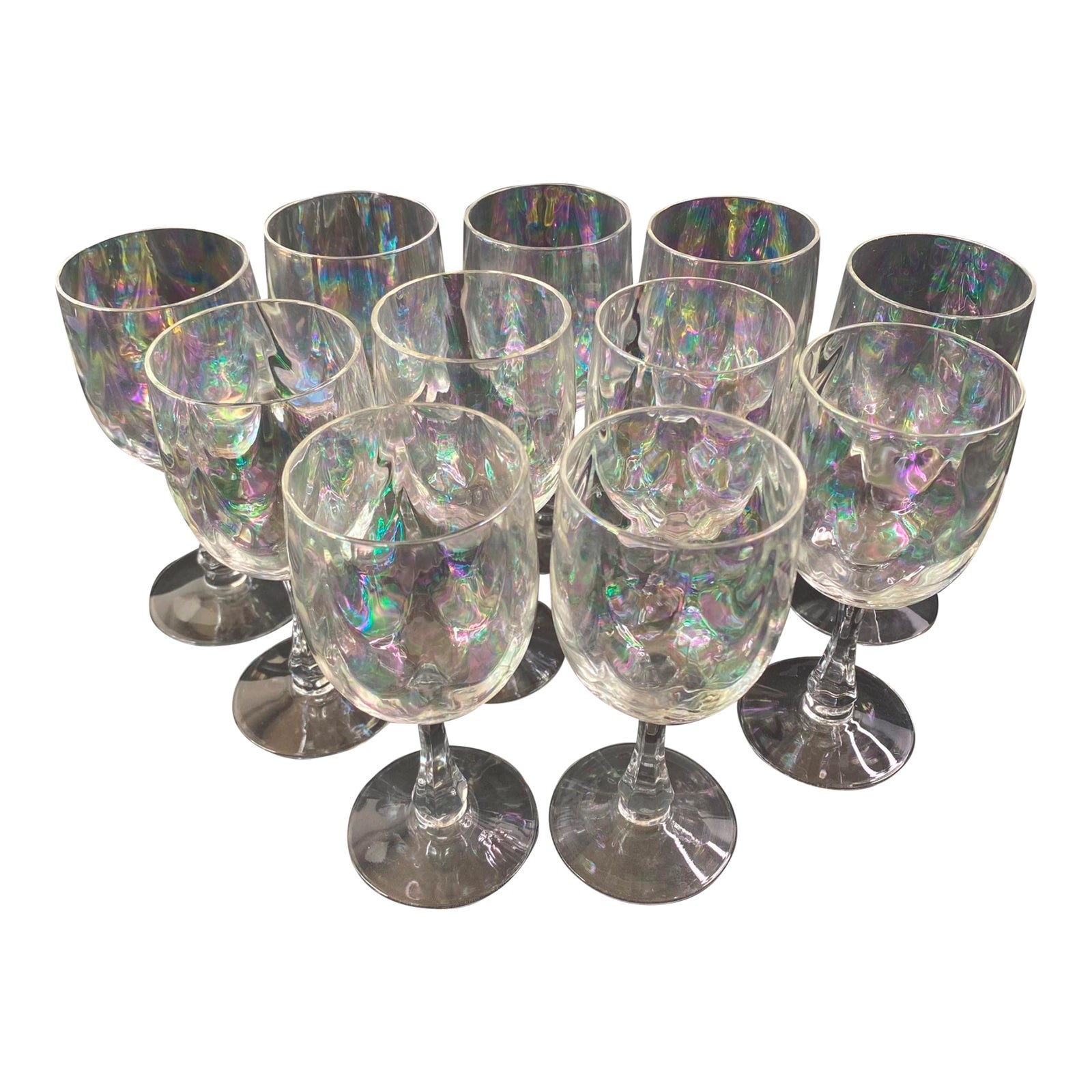 Vintage Fostoria Firelight Iridescent Wine Glasses with Hexagon Stem ...