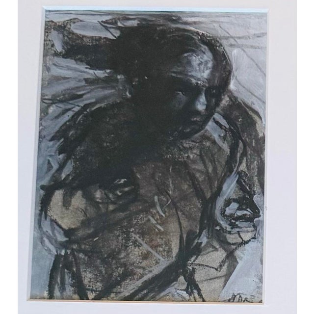 Pair, Original Pastel Abstract/Brutalist Figural Drawing on Paper in ...