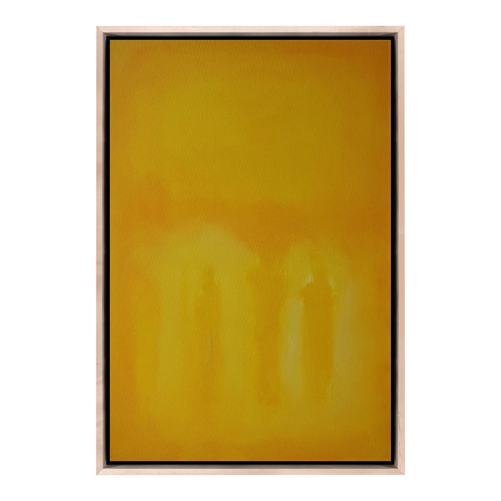 Figures in a Souk Yellow III by Charles Stuart in Maple Frame, Large ...