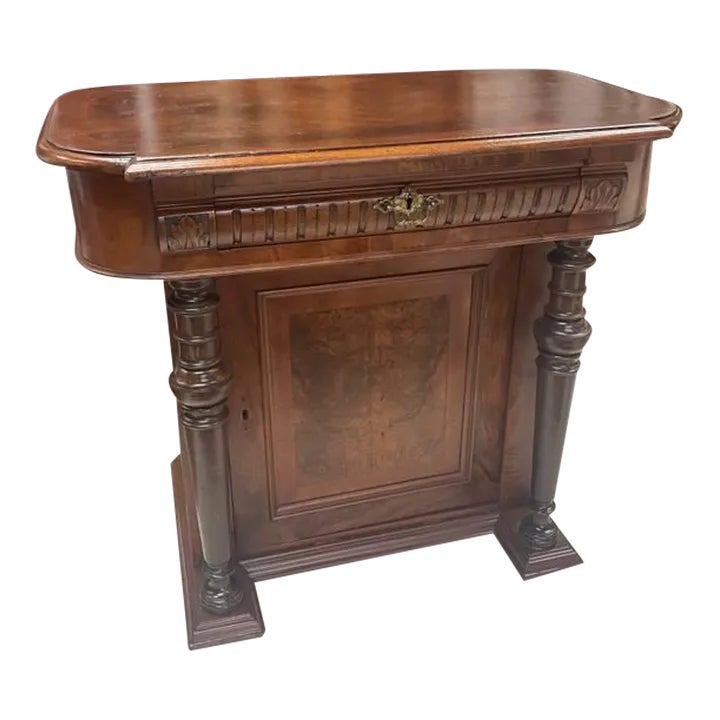 Early 20th Century Antique Console Cabinet with Burl Wood Inlay - Over ...