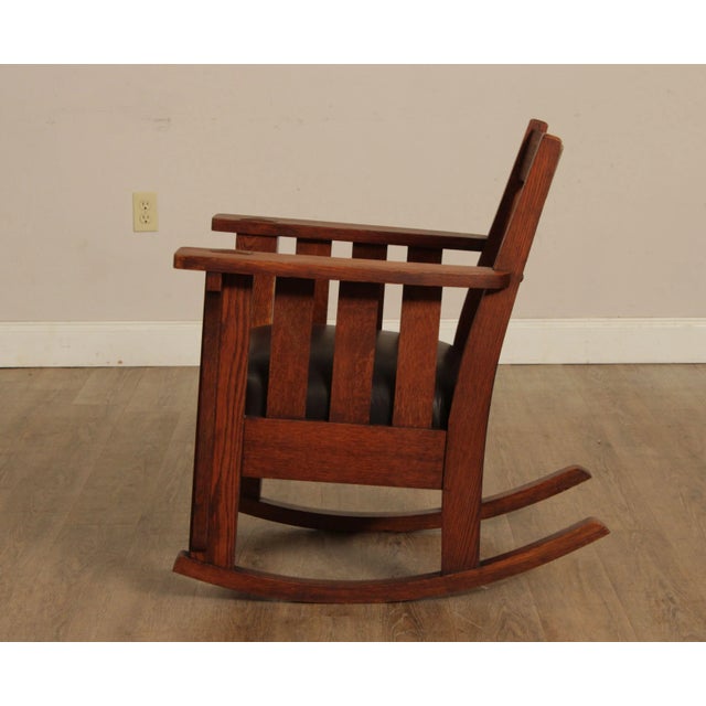 Antique Mission Oak & Leather Rockers Attributed to Harden - A Pair ...