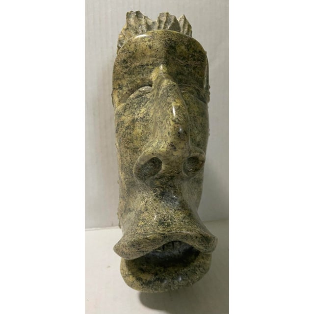 Mid 20th Century Jolly Aningmiuq Carved Stone Hunter Sculpture | Chairish