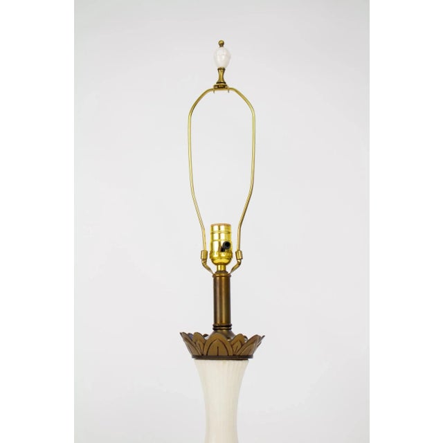 Mid 20th Century White Crackle Glaze Table Lamp | Chairish