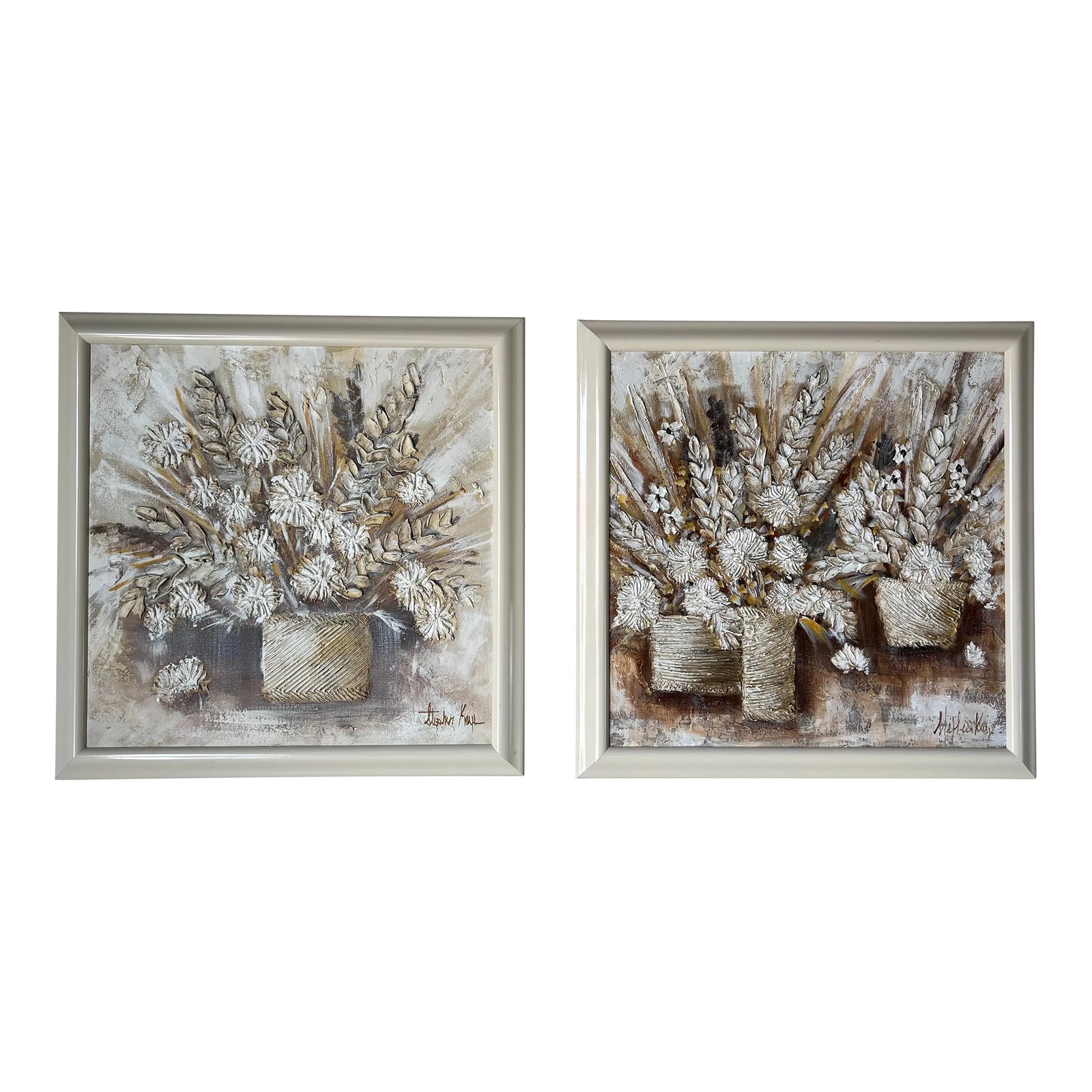 Stephen Kaye Heavy Impasto Still Life Paintings - a Pair | Chairish