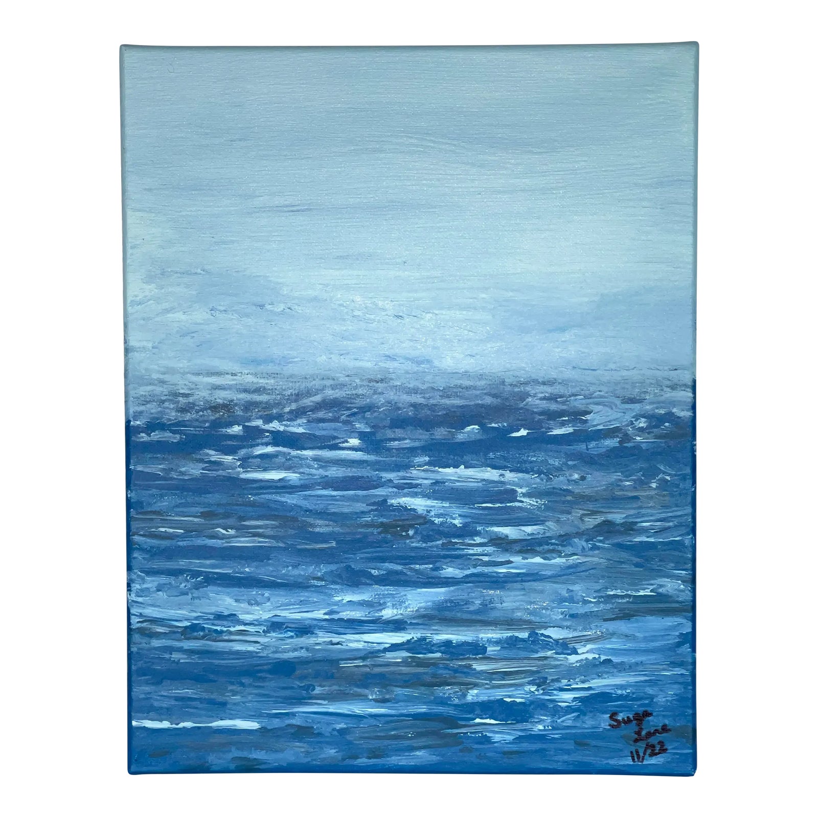 Blue Water Seascape Original Painting H2o #101 | Chairish