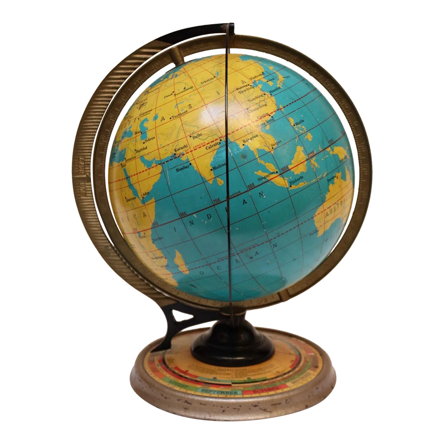 Vintage Cram's Deluxe Globe With Automatic Daily Sun Ray Indicator ...