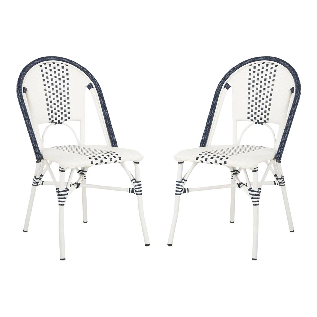 Zoya Chair, Set of 2 - Navy/White | Chairish