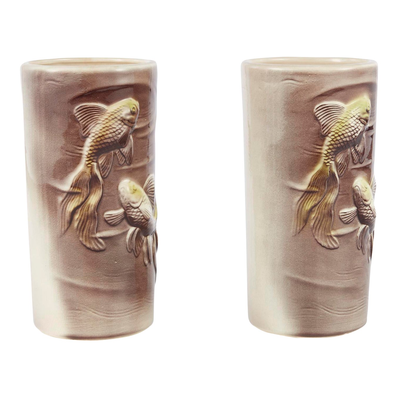 Vintage Royal Copley Koi Fish Vases - a Pair | Chairish