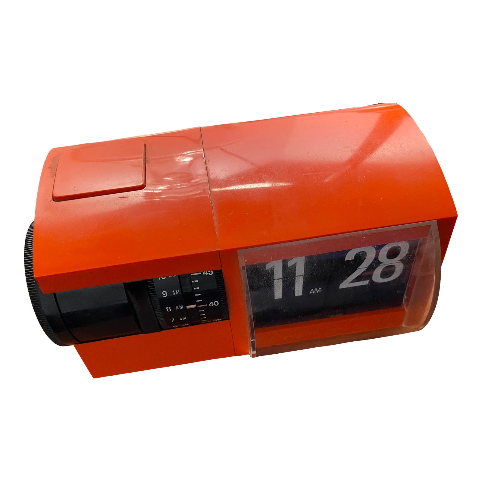 1960s Solari Udine Cifra 2 Flip Alarm Clock in Orange | Chairish