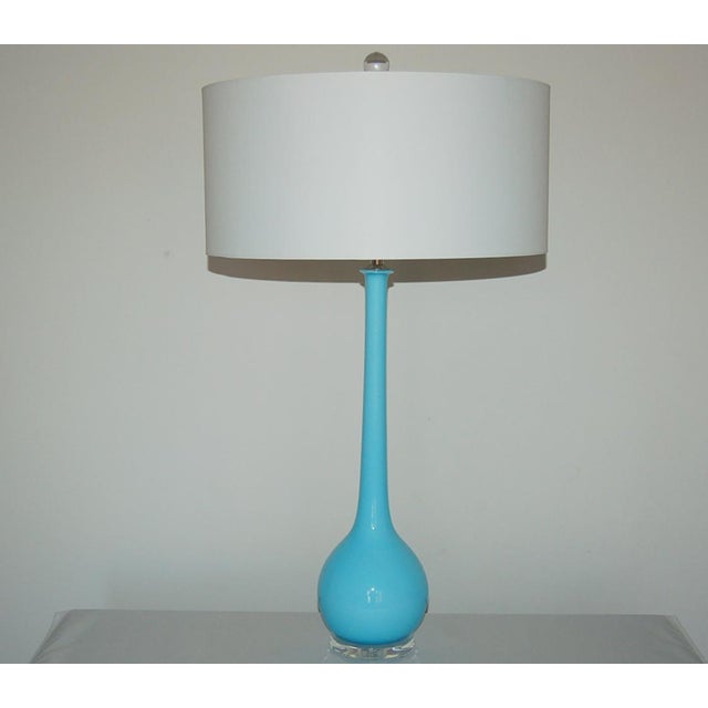 Vintage Blue Murano Glass Long Neck Table Lamps | Chairish