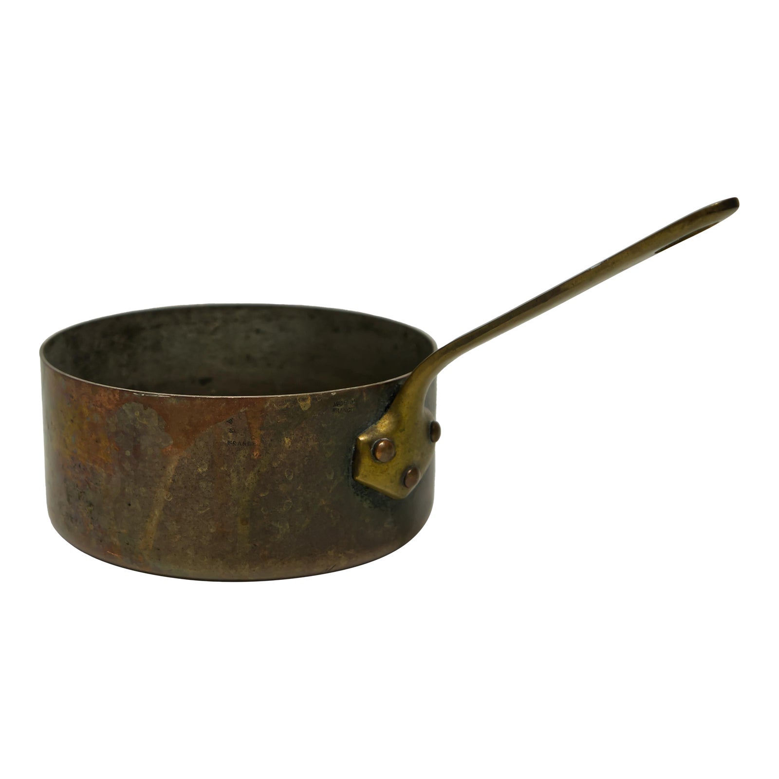 Copper Sauce Pot With Brass Handle Made in France | Chairish