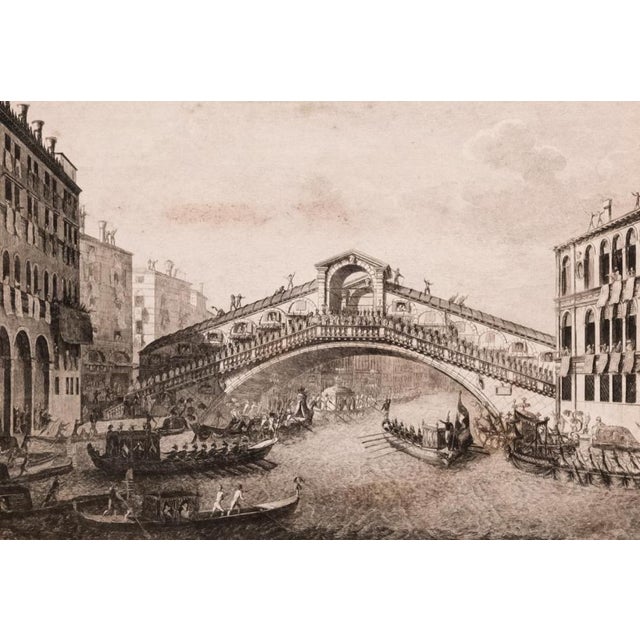 18th Century Engraving of the Rialto Bridge in Venice Italy | Chairish