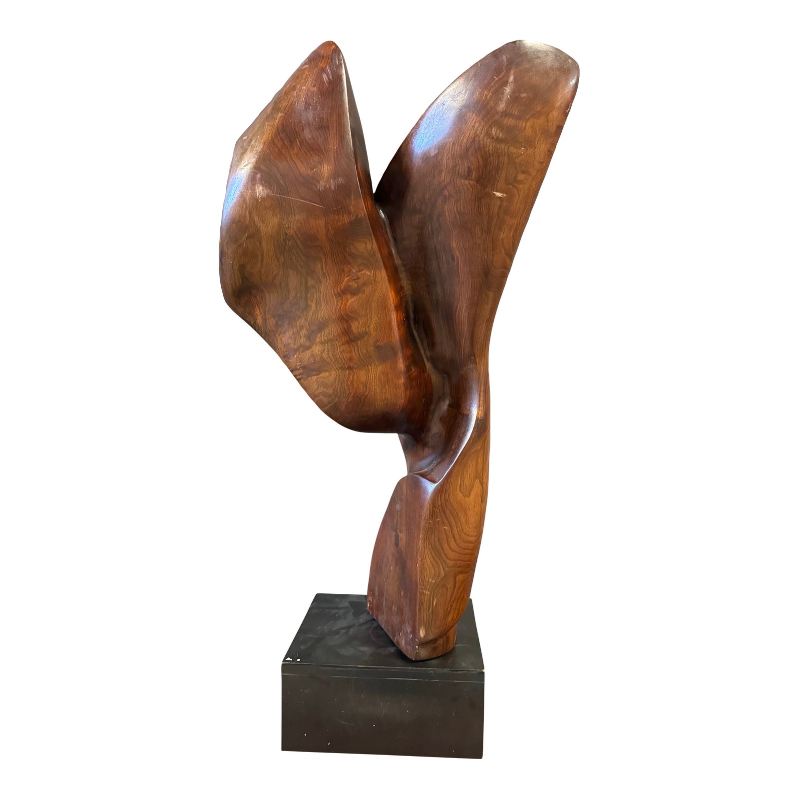 1950s Mid-Century Modern Walnut Abstract Sculpture by Harry Friedlander ...