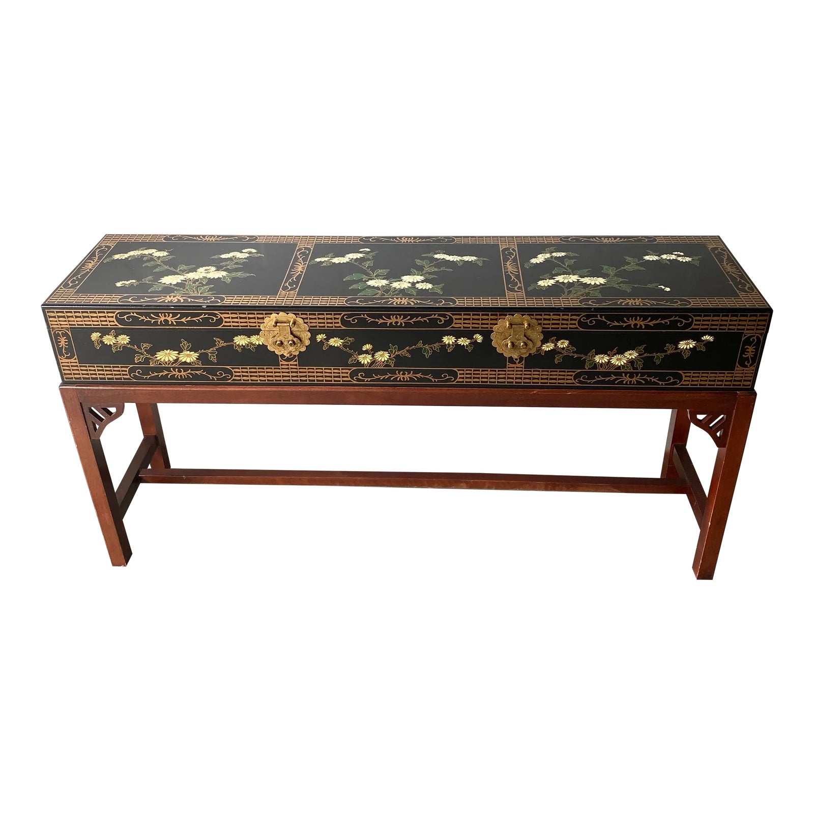 Asian Long Rectangular Sword Chest Trunk | Chairish