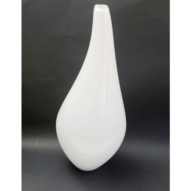 1960s Tall Scandinavian Handblown Cased White Art Glass Asymmetrical ...