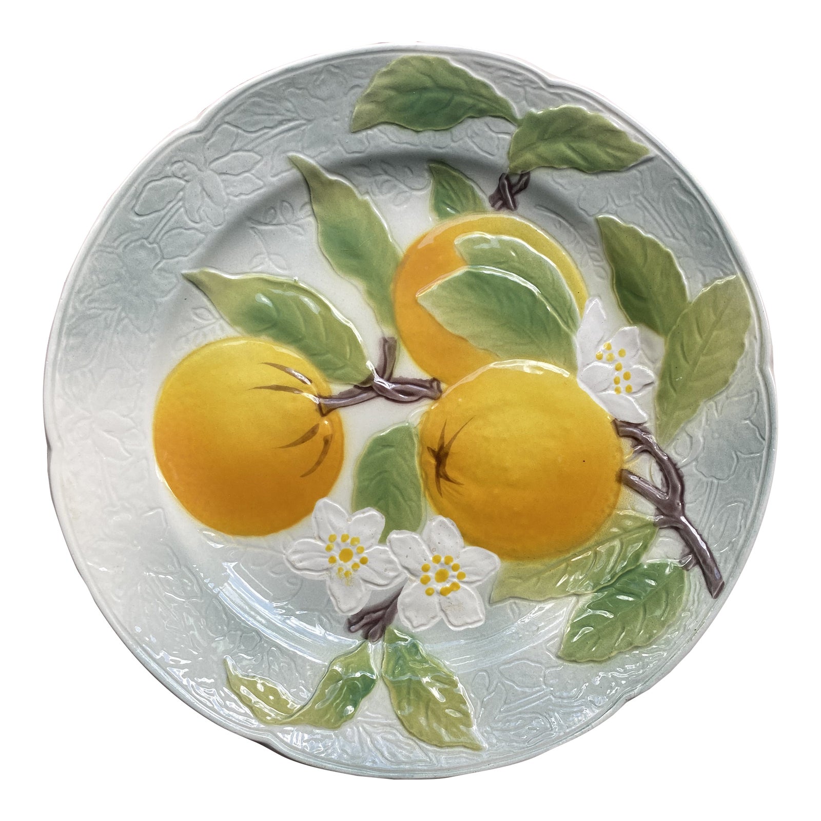 Vintage St. Clement France Faience Orange Blossom Plate, 8.5" | Chairish