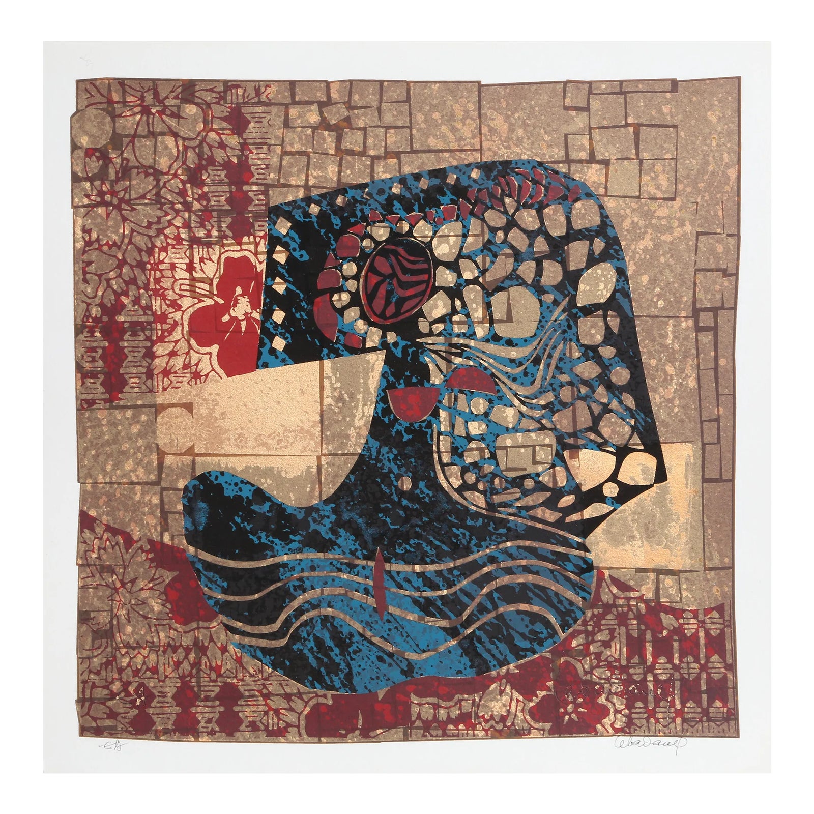 Portrait with Flowers, Lebadang (aka Hoi) Screen Print | Chairish
