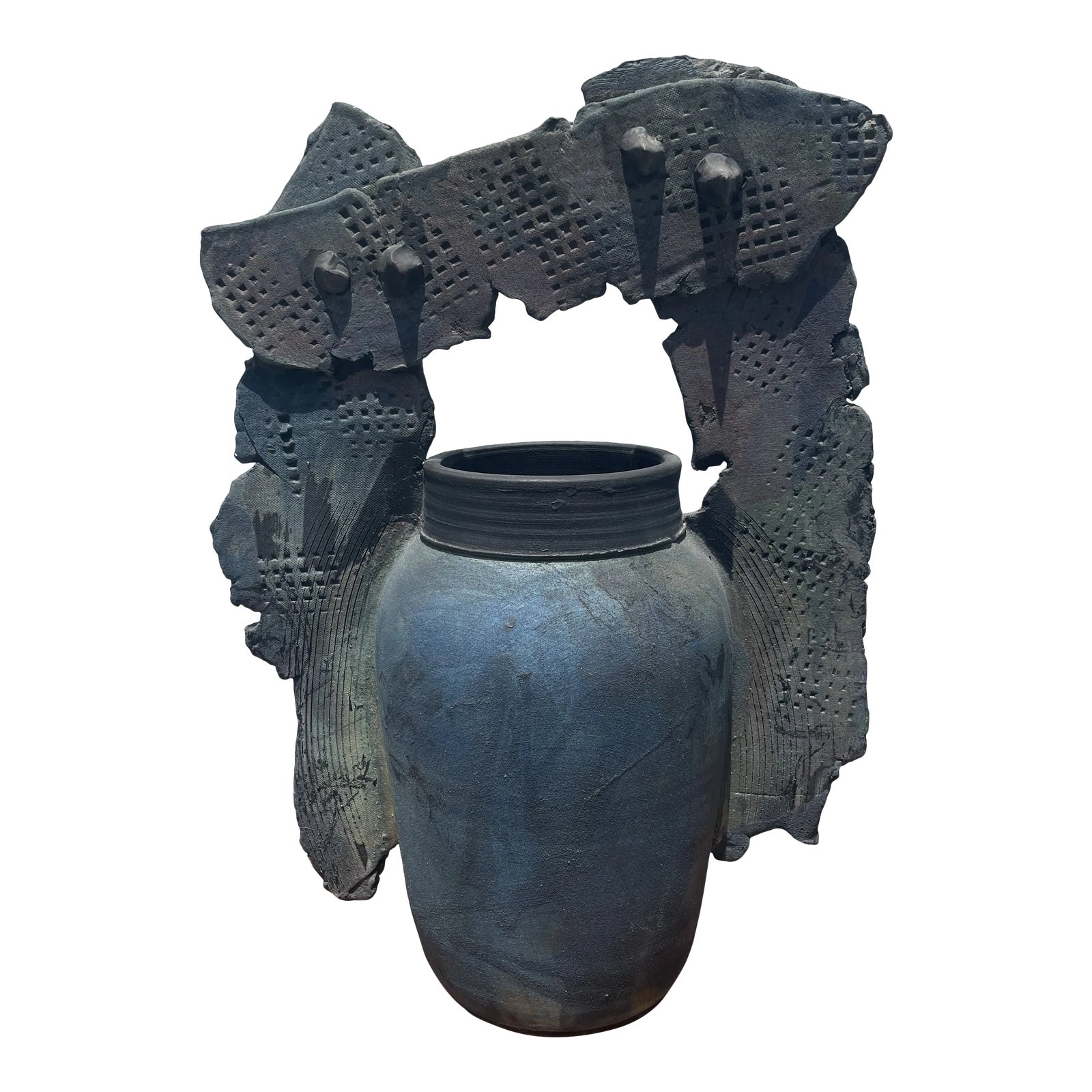 Matthew Lovein Monumental Raku Studio Pottery Vase | Chairish