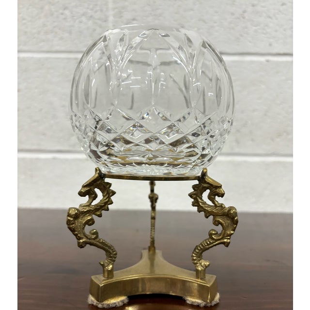 Vintage Brass Dragon Orb Stand With Decorative Glass Bowl | Chairish