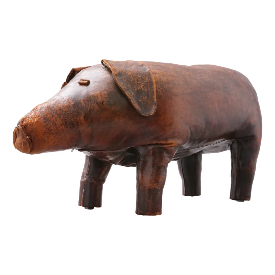 Vintage Leather Pig Stool by Valenti, 1970s | Chairish