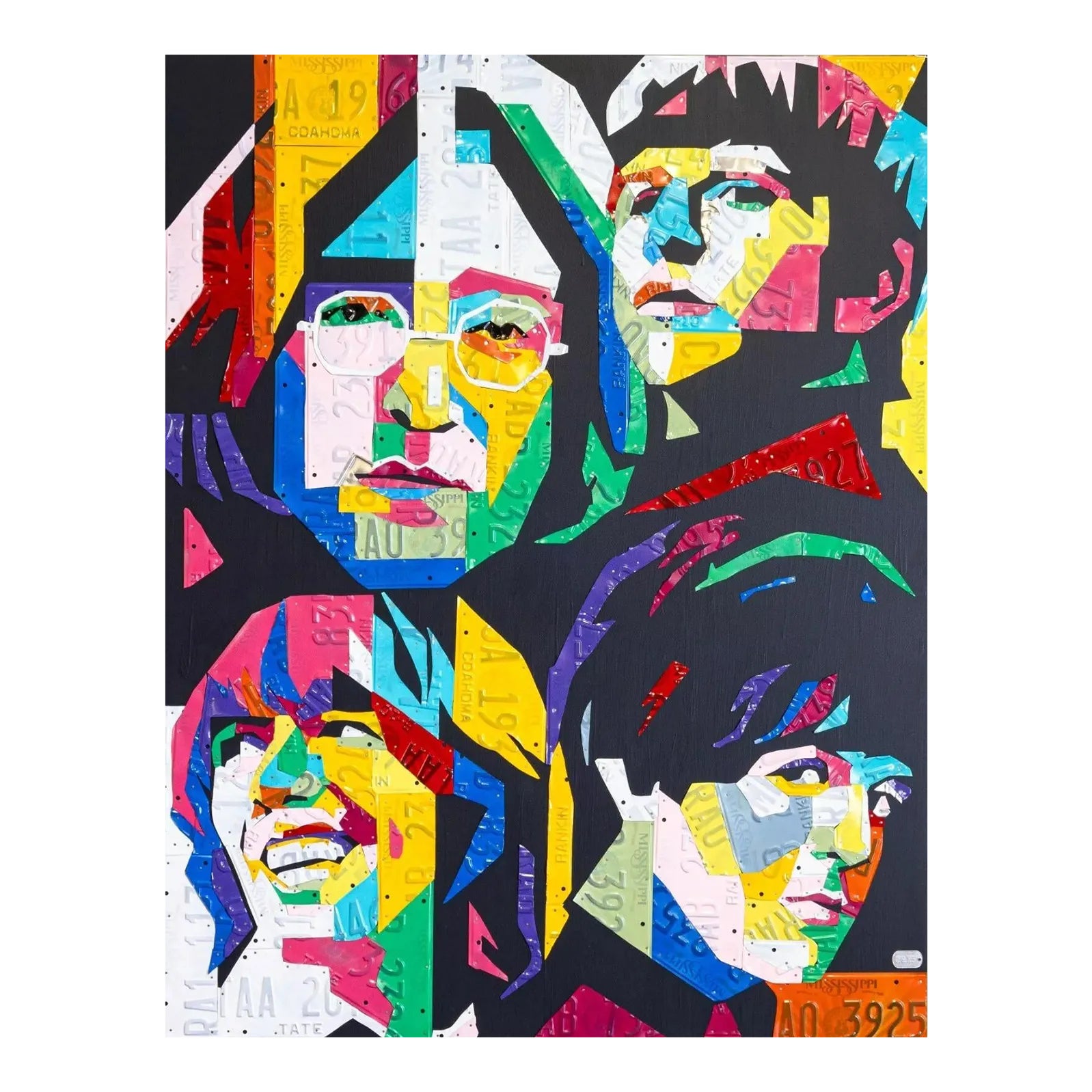 The Beatles by Design Turnpike Recycled License Plate Art on Wood Slab ...