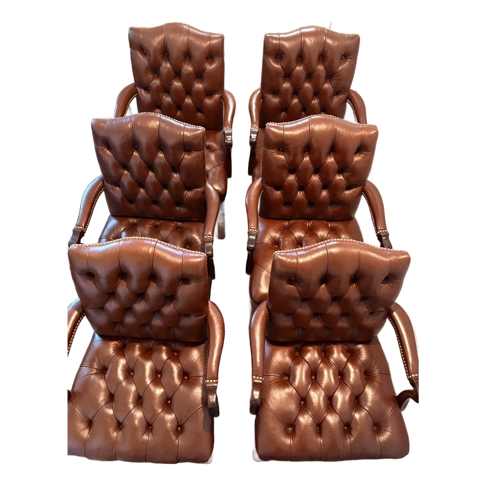 Hancock & Moore Brown Washington Tufted Leather Chairs | Chairish
