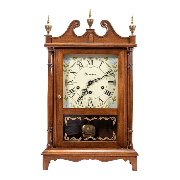 Antique Mahogany Daneker Pillar and Scroll Mantel Clock | Chairish