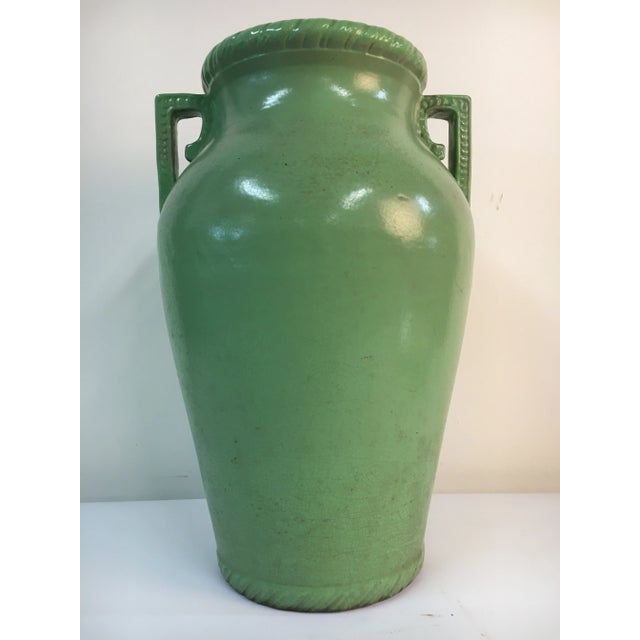 18" Robinson Ransbottom Ohio Pottery Green Floor Vase | Chairish