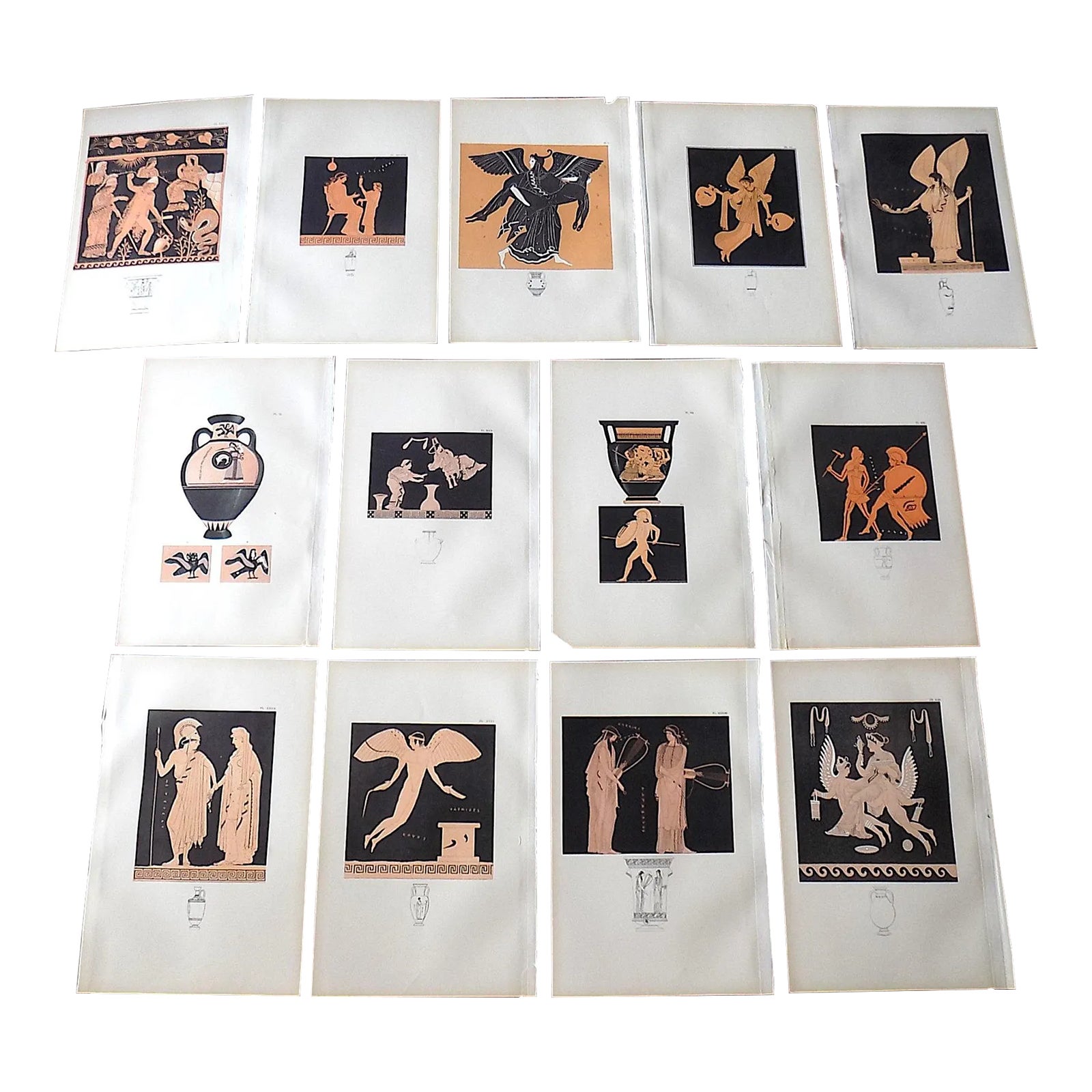 Antique Early 19th Century Large Folio Neoclassical Greek Vase Motif ...