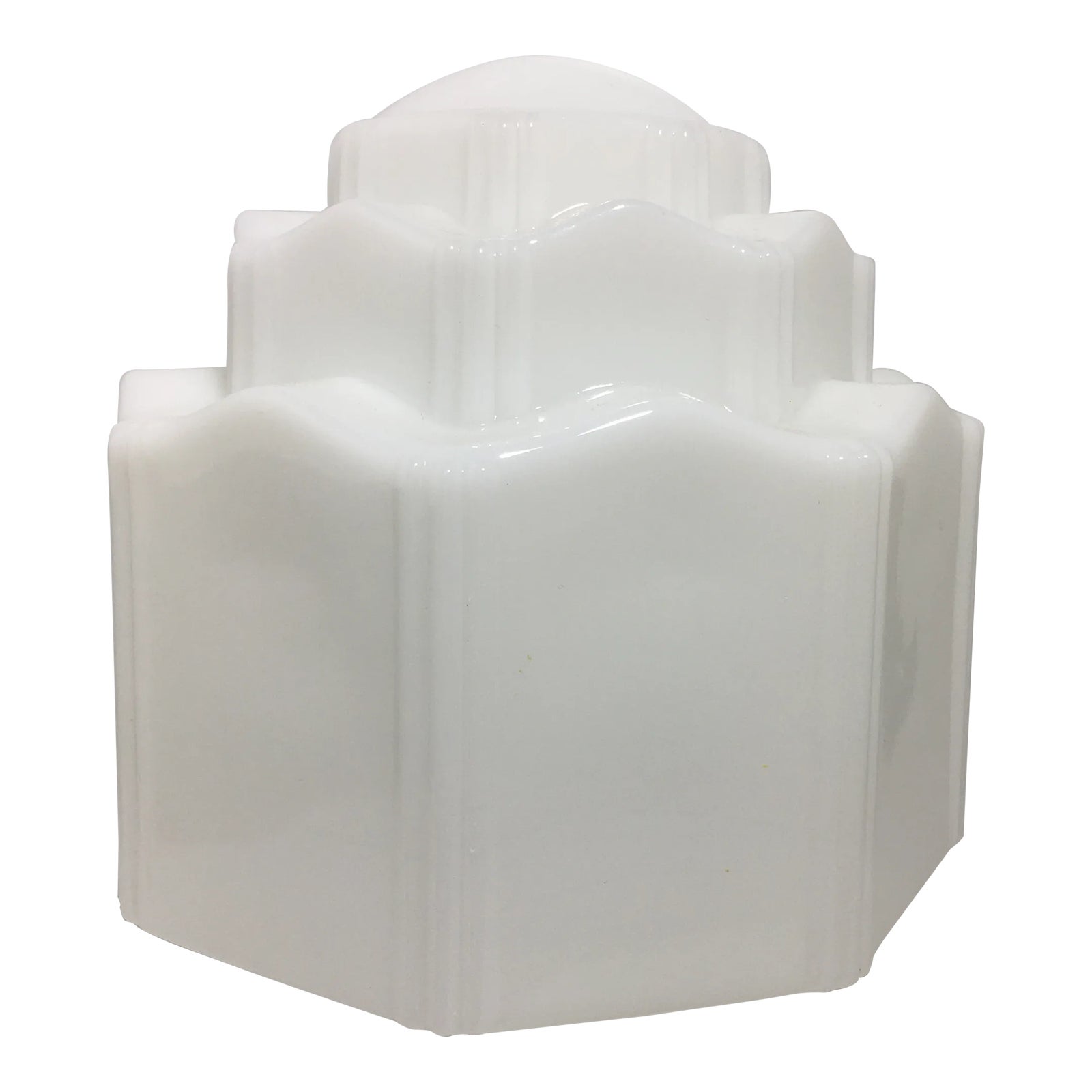 Art Deco Stepped Skyscraper Milk Glass Shade | Chairish
