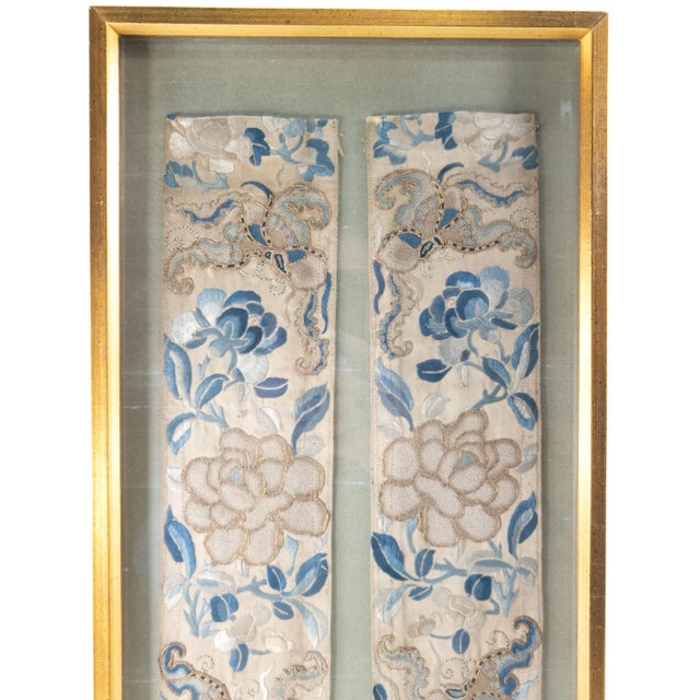 19th or 20th Century Chinese Silk Embroidered Textiles in Shadow Box ...