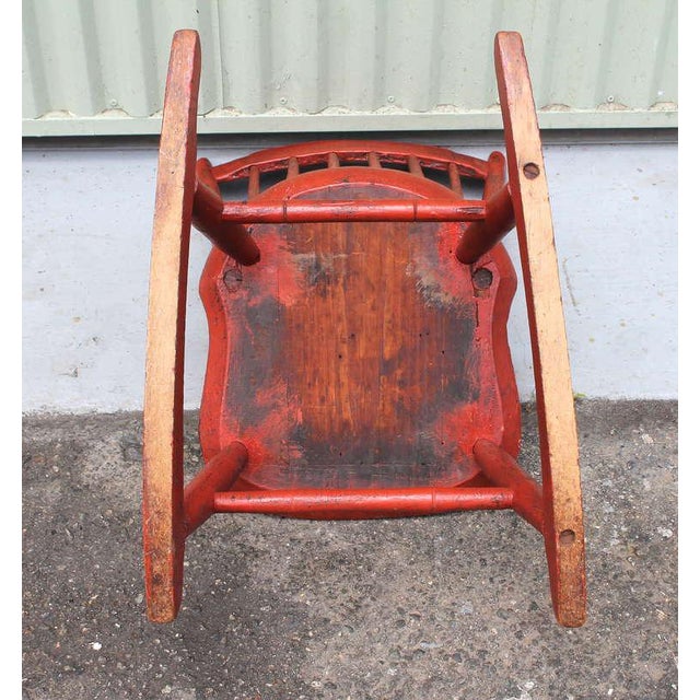 19th Century Original Salmon Painted Windsor Rocking Chair | Chairish