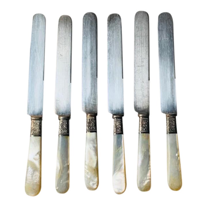 Six Mother-of-Pearl & Silver Dinner Knives — Landers, Frary & Clark ...