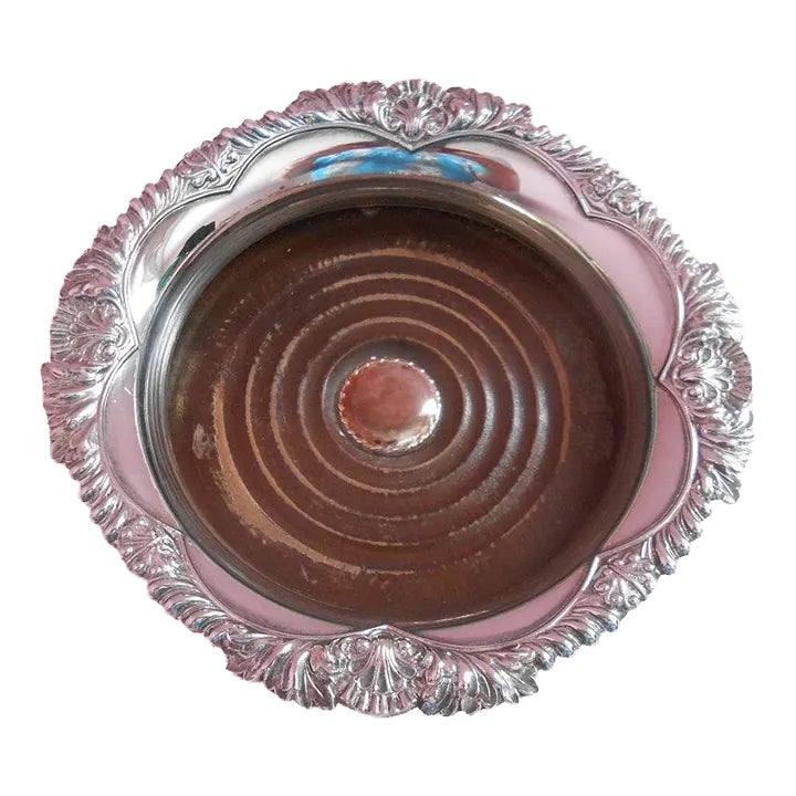 Corbell & Co Silverplate Wine Coaster Shell & Acanthus Walnut Base ...