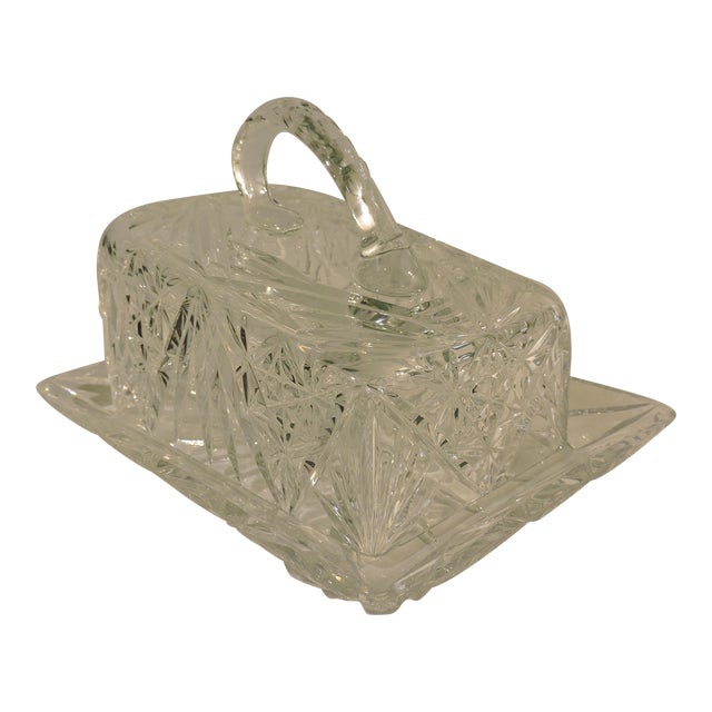 Vintage Godinger Crystal Glass Cheese Dish Wedge Shape Dome Lid Diamond ...