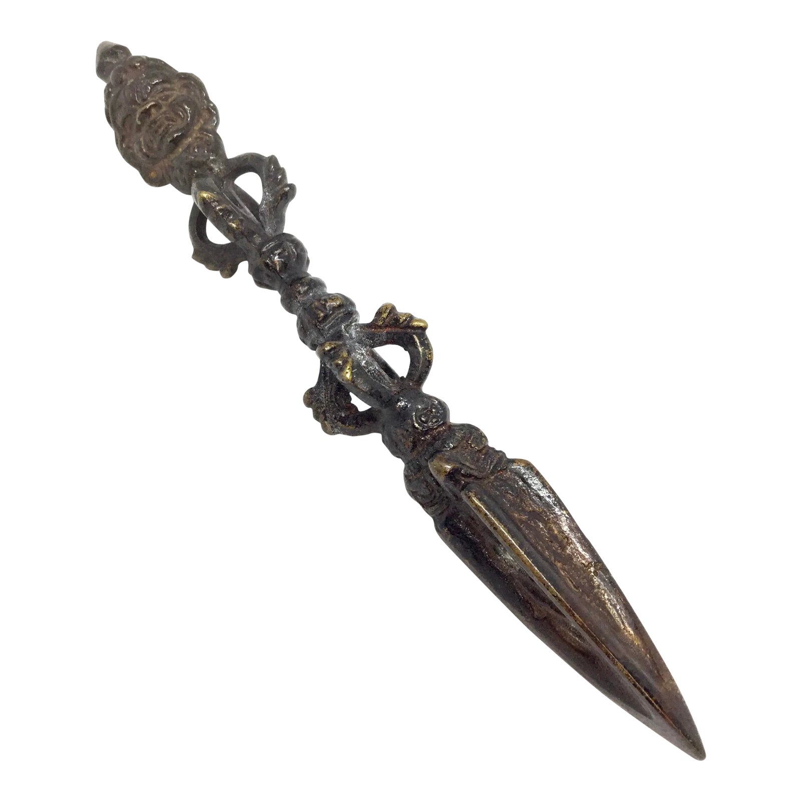 Antique Tibet Bronze Vajrakila Dagger/ Vajra Dorje | Chairish